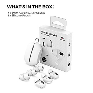 AhaStyle 3 Pairs AirPods 3 Ear Tips Silicone Earbuds Cover [Not Fit in The Charging Case] Compatible with Apple AirPods 3 2021 (Large+Medium+Small, White)