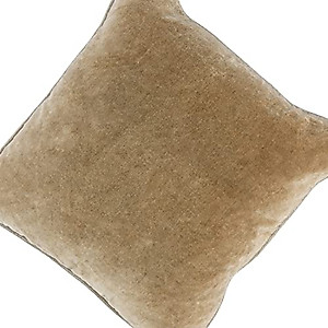 Benjara Hillary 18 Inch Square Velvet Decorative Throw Pillow, Welt Cord, Yellow