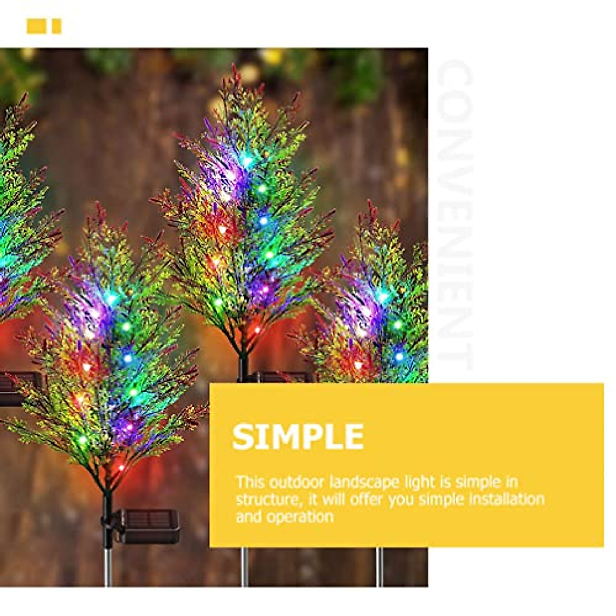 BESPORTBLE 2pcs Solar Garden Lights Tree Outdoor Solar Christmas Tree Lights Solar Xmas Decorative Multi-Color Flickering Pine Lights for Patio Lawn Pathway