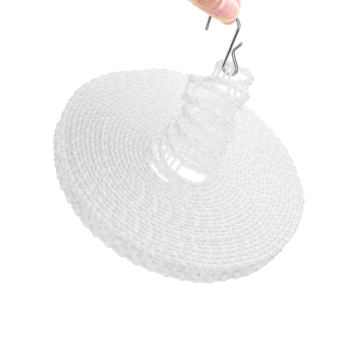 uxcell Windproof Clothesline, 10M 33ft Plastic Non-Slip Clothes Drying Rope Portable Travel Clothesline for Courtyard Outdoor Laundry Camping, White