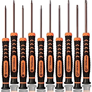 Torx Screwdriver Set of T2-T15, TECKMAN 10-Piece Magnetic Small Torx Security Screwdrivers with T2 T3 T4 T5 T6 T7 T8 T9 T10 T15 Star Screwdriver Tool Kit for Xbox,PS3,PS4,Knife,Computer & Other Device