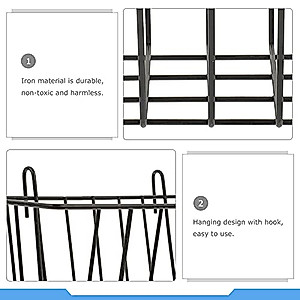 Hay Feeder for Rabbit, Guinea Pig, Bunny, Chinchilla, Heavy-Duty Metal Frame Hay Feeder, Small Animal Basket with Hook Metal Grass Holder Black