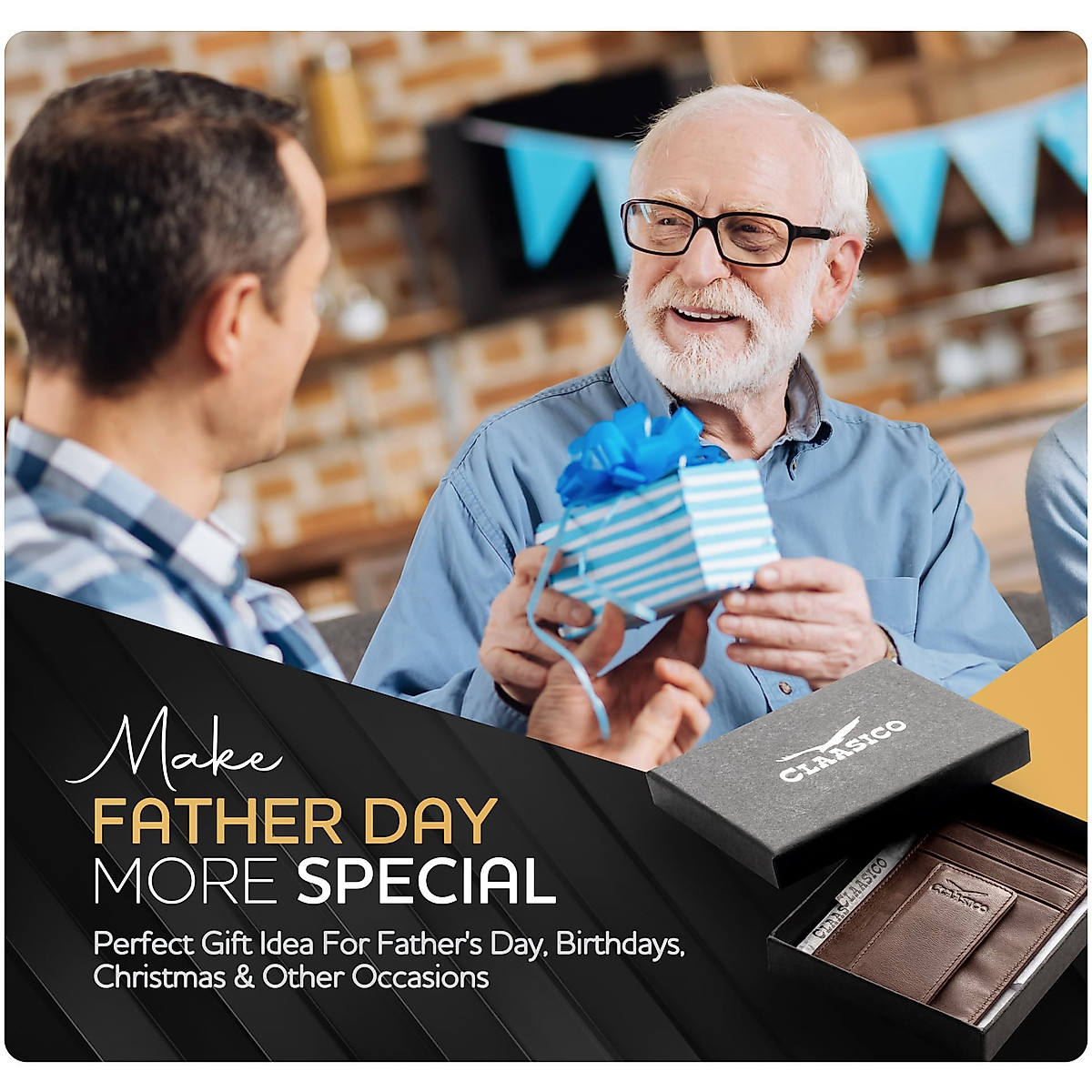 Money Clip Leather Wallet For Men Slim Front Pocket RFID Blocking with Super Strong Magnetic