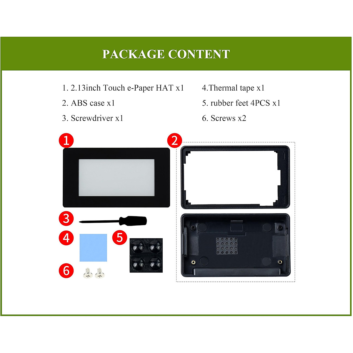 2.13inch Touch e-Paper Display with ABS Case for Raspberry Pi Zero 2 W/Raspberry Pi Zero/Pi Zero W/Pi Zero WH, 250x122 Pixels E-Ink, Paper-Like Effect Support Partial Refresh