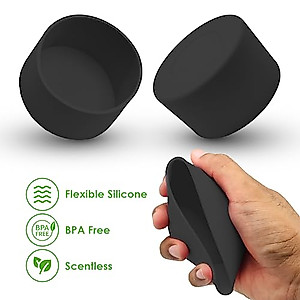 Elevate 2 Pcs Silicone Boot for Stanley Quencher 40oz, 30oz Tumbler with Handle and Stanley IceFlow 20oz, Anti-Slip Protective Water Bottle Bottom Cover for Hydro Sport Flask Bottle 12oz-24oz (Black)