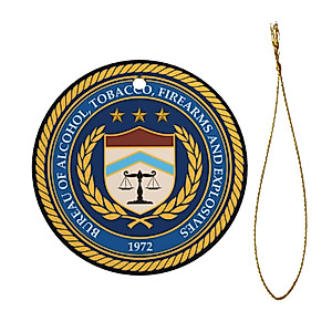 US Bureau of Alcohol Tobacco and Firearms ATF Charming Ceramic Christmas Tree Hanging Ornaments 2.9in Elevate Home Decor Indoors Outdoors