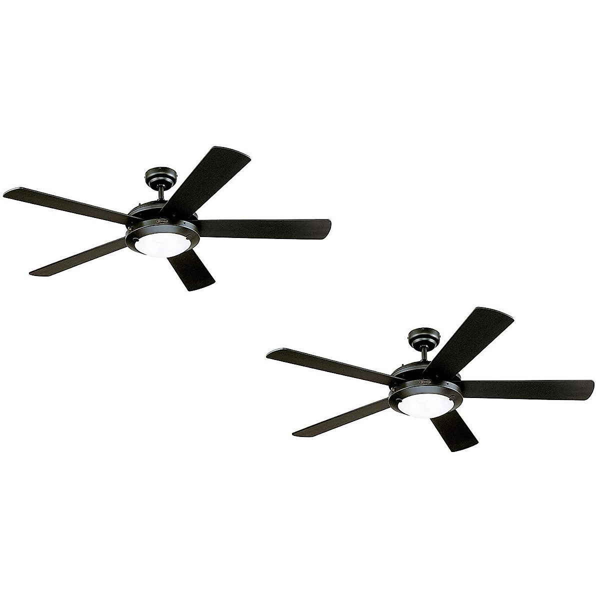Westinghouse Lighting 78016 Westinghouse Comet 52-Inch Matte Indoor Ceiling Fan, Light Kit with Frosted Glass (Black 2 Pack)