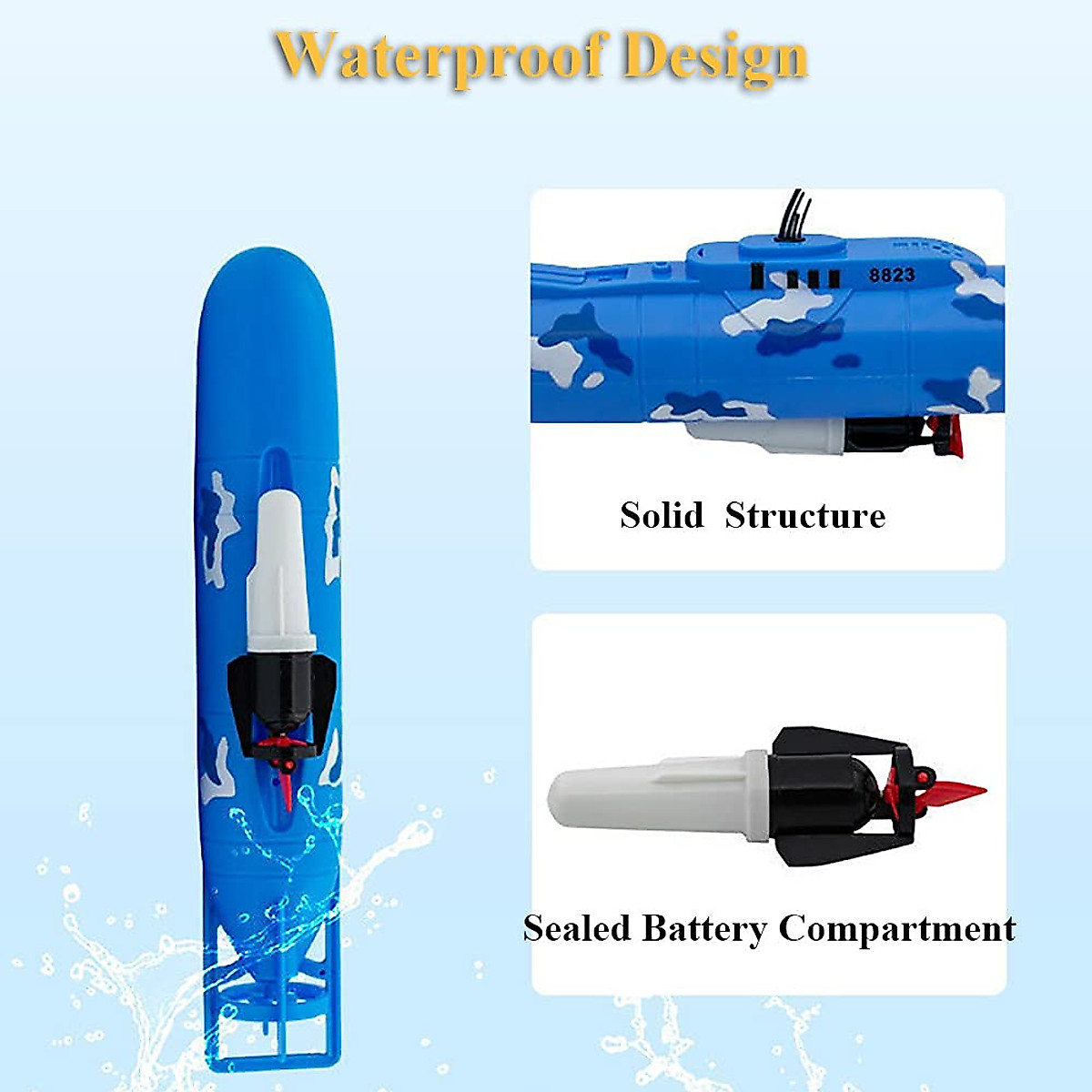NEXTAKE Electric Submarine Toy Funny Pigboat Bath Toy Military Submarine Model Toy SUB Water Toy Bathtub Submarine Floating Toy for Kids (8823)