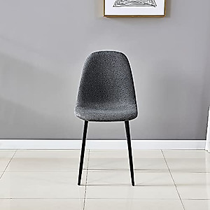 IDS Home Dining Room Chair for Kitchen, Mid Century Modern Accent Armless Side Fabric Chair, Upholstered Cover with Metal Legs Set of 4/6 (Set of 4, Grey)