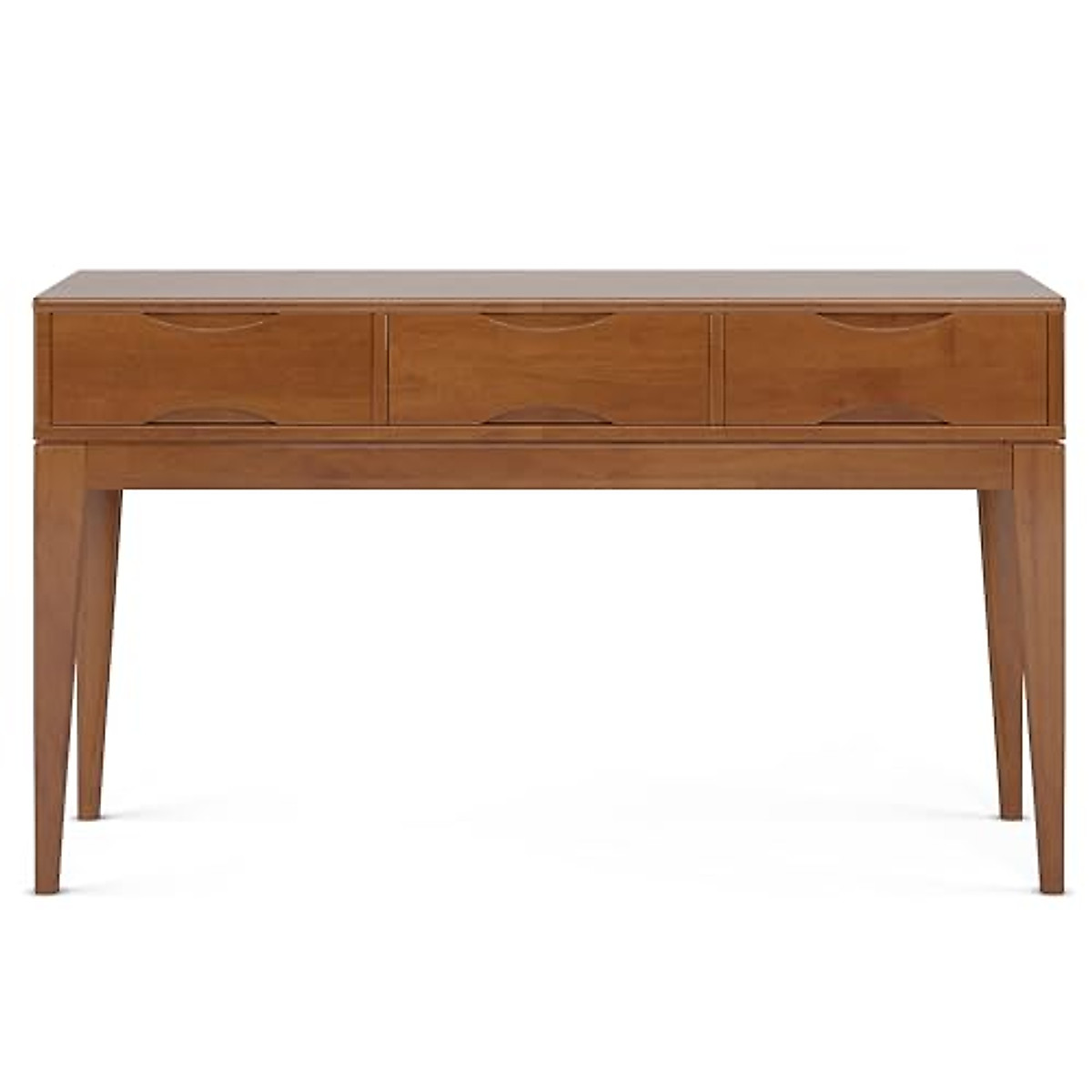 SIMPLIHOME Harper Solid Hardwood 54 Inch Wide Mid Century Modern Console Sofa Table in Teak Brown, for The Living Room Entryway and Bedroom