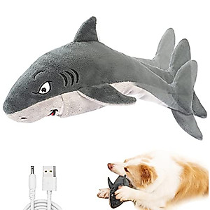 IOEN Interactive Floppy Fish Dog Toys for Large/Medium/Small Dogs,Squeaky Plush Tough Puppy Toys,Motion Activated (Floppy Shark)