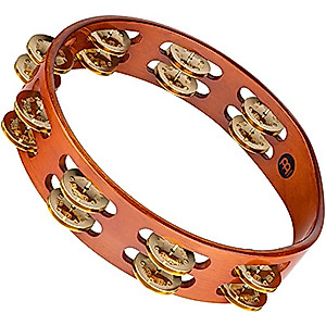 Meinl Percussion Traditional Wood Tambourine with Solid Brass Jingles, Double Row — NOT MADE in CHINA — for All Musicians, 2-YEAR WARRANTY (TA2B-AB)