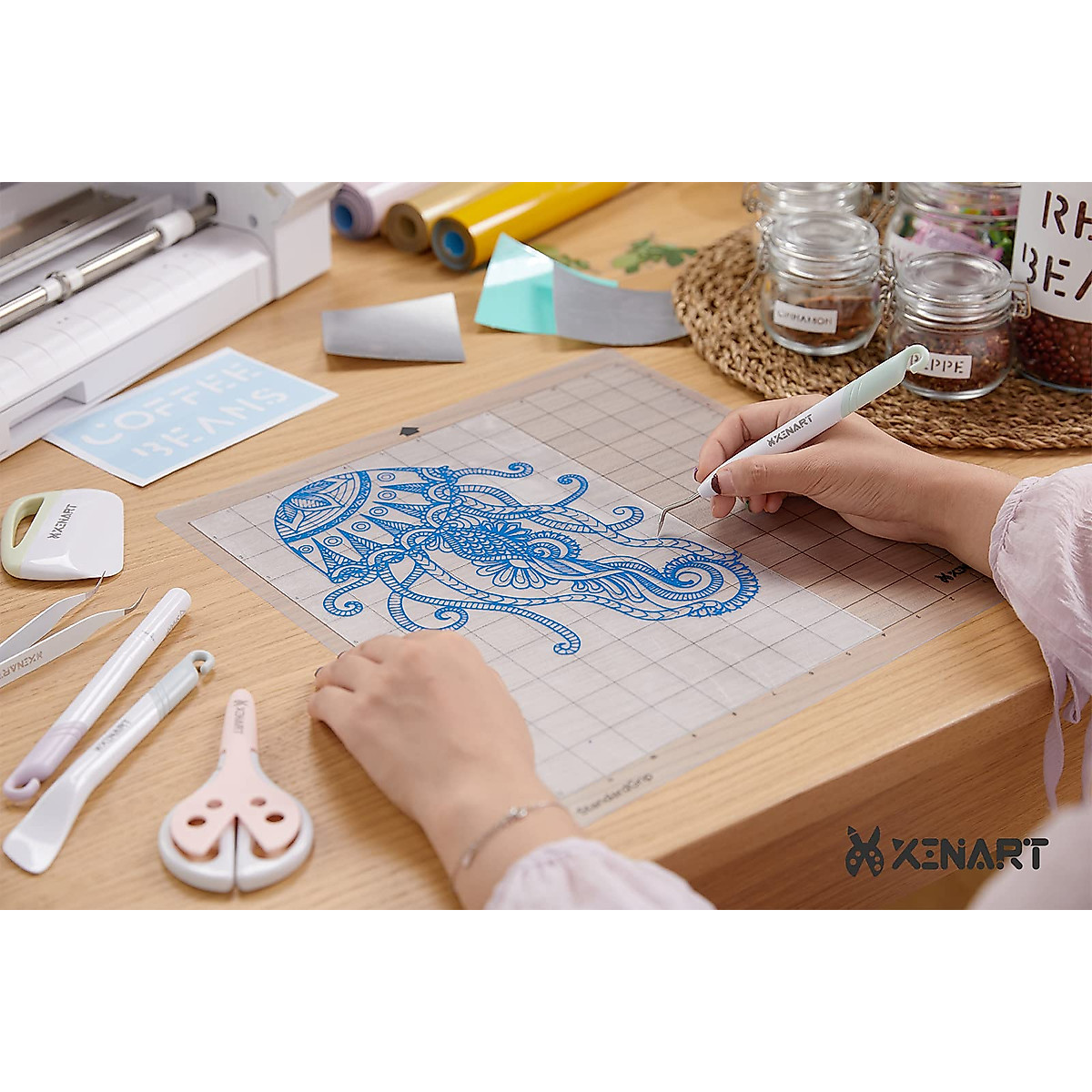 XINART StandardGrip Cutting Mat for Silhouette Cameo 4/3/2/1(3 Mats,12x12 inch) Standard Grip Adhesive Sticky Accessories Craft Vinyl Replacement Cut Mats for Silhouette Cameo