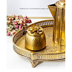 GENIGW Brass Storage Jar Living Room TV Cabinet Cover Candy Jars Palace Relief Grain Dispenser Ornaments