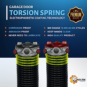 Garage Door Torsion Spring 207x2x20 | Torsion Spring Replacement for Garage Repair | Minimum 16,000 Cycles | Left and Right Hand Wound Replacement with Steel Bearing (Pair) Fix Garage Door 7 + 8 Feet