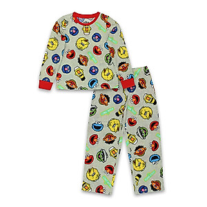 Sesame Street Elmo Toddler Unisex Long Sleeve 2-Piece Pajamas Set (2T, Gray)