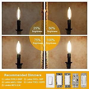 CRLight 8W High Brightness LED Candelabra Bulb 2700K Warm White, 80W Equivalent 800LM, E12 Dimmable LED Candle Bulbs, Upgraded Lengthened B11 Clear Torpedo Chandelier Light Bulbs, 8 Pack