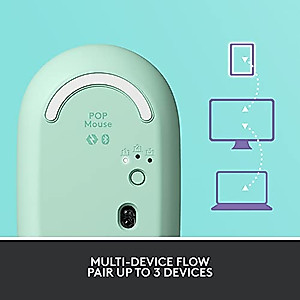 Logitech POP Mouse, Wireless Mouse with Customizable Emojis, SilentTouch Technology, Precision/Speed Scroll, Compact Design, Bluetooth, Multi-Device, OS Compatible - Daydream Mint