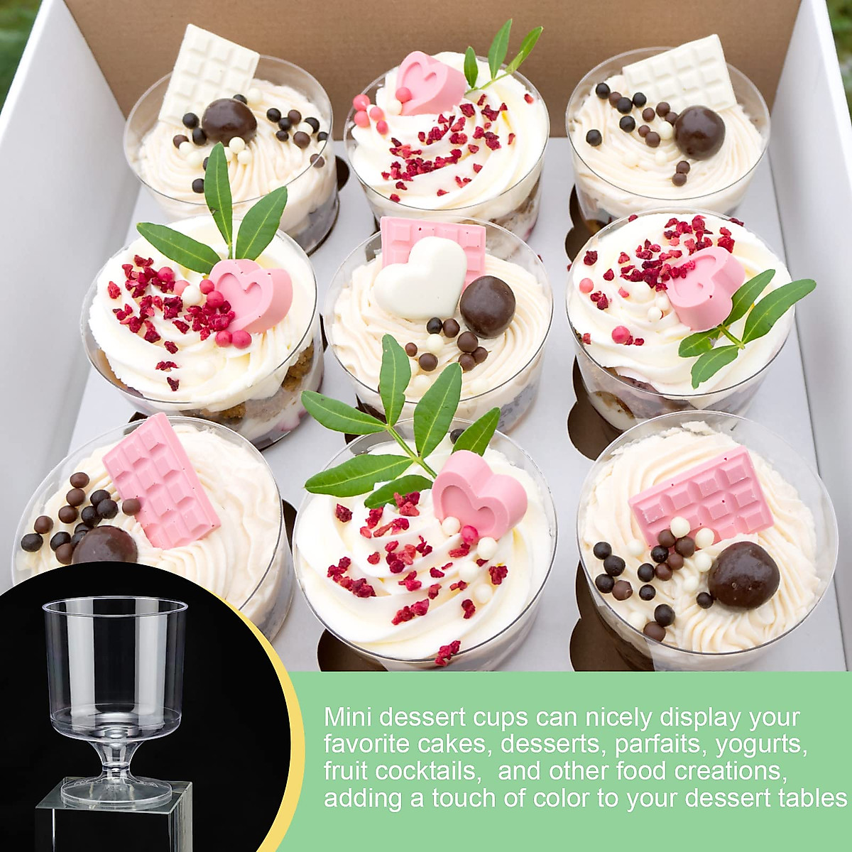 Nuenen 400 Pcs Mini Dessert Cups with Spoons Clear Plastic Small Yogurt Parfait Cups Disposable Tumbler Cups Appetizer Cups for Wedding Drinking Ice Cream Party Puddings Mousse