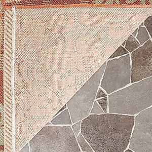 SAFAVIEH Courtyard Collection 5'3" x 7'7" Terracotta / Natural CY2727 Indoor/ Outdoor Waterproof Easy-Cleaning Patio Backyard Mudroom Area-Rug