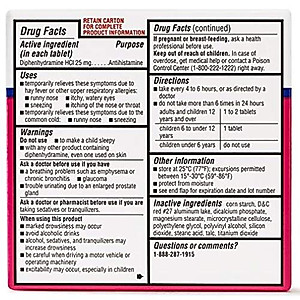 Equate Allergy Relief Diphenhydramine HCI, 25mg Antihistamine, 100 Tablets, Twin Pack