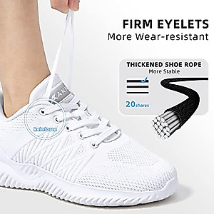 Akk White Tennis Shoes for Women Memory Foam Walking Slip On Lightweight Comfort Fashion Sneakers for Workout Gym Athletic White Size 8