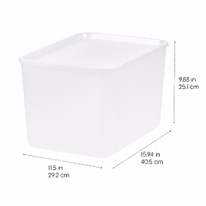 IRIS USA Plastic Basket Bin with Lid, 4-Pack, Stackable Lidded Storage Organizer Basket for Office Closet and Bedroom, Easy to Clean, Pearl