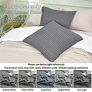 PHF 100% Cotton Waffle Weave Euro Shams 26" x 26", 2 Pack Elegant Home Decorative Euro Throw Pillow Covers for Bed Couch Sofa, Dark Grey/Charcoal Gray