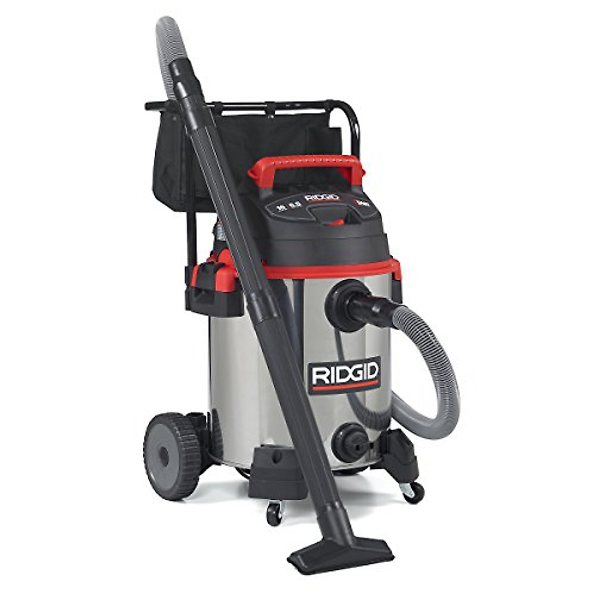 RIDGID 50353 1610RV Stainless Steel Wet Dry Vacuum, 16-Gallon Shop Vacuum with Cart, 6.5 Peak HP Motor, Large Wheels, Pro Hose, Drain, Blower Port