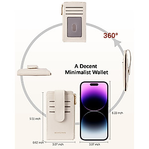 BOSTANTEN Slim Wallet Women RFID Blocking Card Holder Leather Bifold Wallet with Zipper Pocket Beige