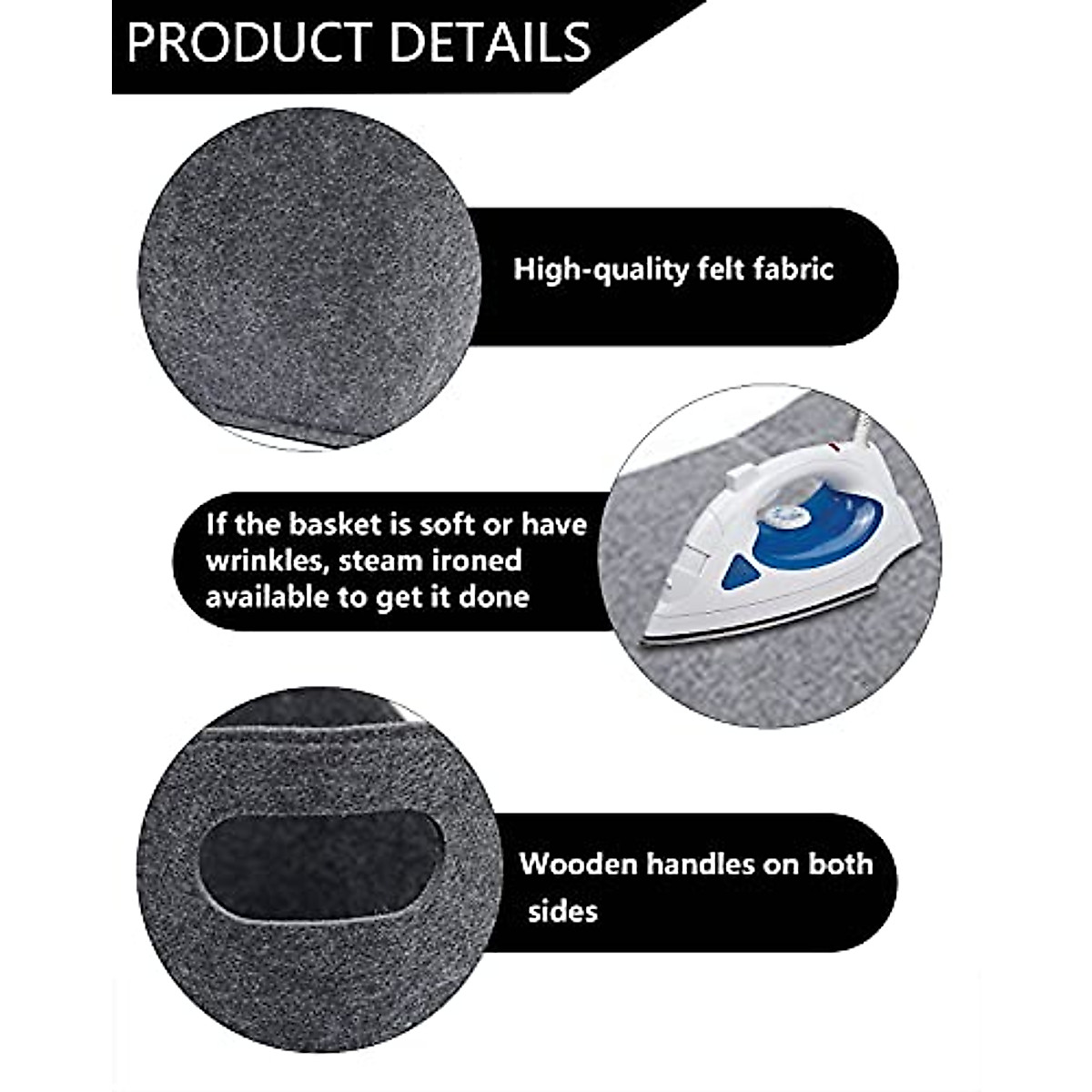 Geyecete Soft felt Pet Toy Bin Dog Toys Storage Bins - with Handles, Pet supplies storage Basket/Bin Kids Toy Chest Storage Trunk (Grey)