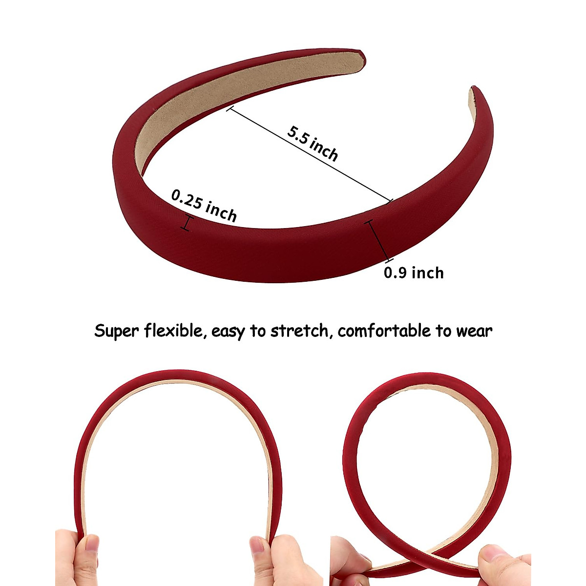 Wecoe 4 Pack Padded Headbands Women Non Slip Soft Thick Comfortable Headbands Cute Brown Red Blue Black Neutral Headband Aesthetic Y2K Hair Accessories for Women Girls