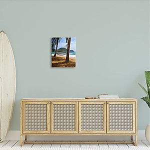 Stupell Industries Tropical Summer Vacation Hammock Between Palm Trees, Design by Noah Bay, Gallery Wrapped Canvas, 16 x 20