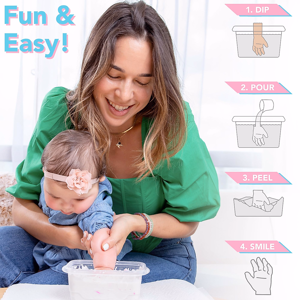 Luna Bean Deluxe Baby Keepsake Hand Casting Kit - Plaster Hand Mold Casting Kit for Infant Hand & Foot Mold - Baby Casting Kit for First Birthday, Christmas & Newborn Gifts - (Clear Sealant - Matte)