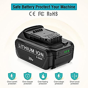 ORHFS 6.0Ah 20V Max Battery Replacement Compatible with Dewalt 20V Max XR DCB205 DCB204 DCB206 DCB205-2 DCB200-2 DCB180 DCD985B DCB200 DCD/DCF/DCG Series 2 Packs
