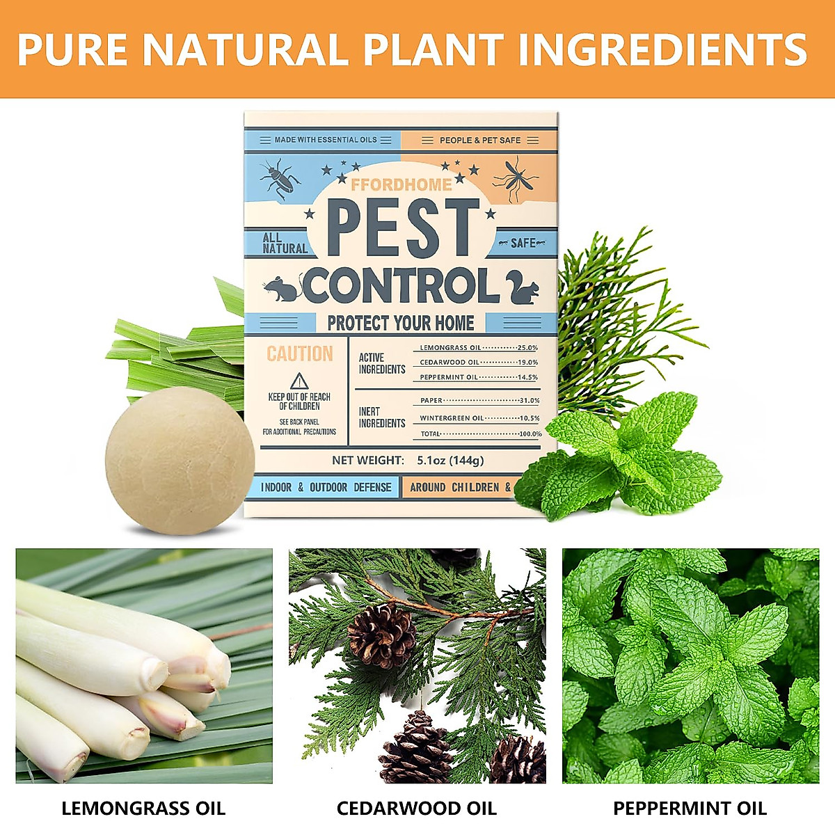 Pest Repellent Balls - Repel Rodent with Peppermint, High-Strength Mice, Mouse, and Rat Repellent - Effectively Deters Spiders, Roaches, Ants, Moths & Pests - 10 Balls