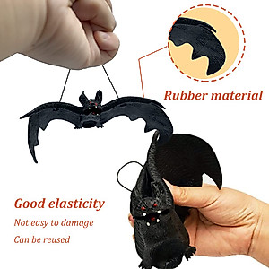 12pcs Halloween Bats,Rubber Simulation Hanging Vampire Bats,Plastic Simulation Bats for Halloween Decoration and Party Supplies