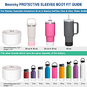 25 Colors Silicone Boot for Stanley 40 oz Quencher & IceFlow 20oz 30oz, 2 PCS Protective Tumbler Cup Boot Sleeve Water Bottle Accessories, BPA-Free Anti-Slip Bottom Cover, Dishwasher Safe