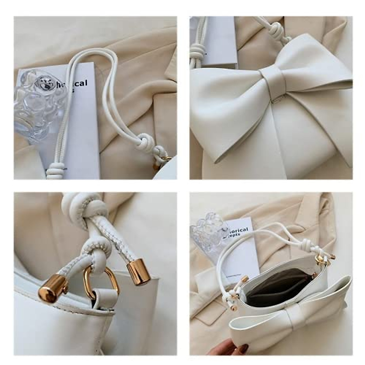 Cocowindow Women Shoulder Bag Underarm Clutch Purse Handbag Bow Shape Crossbody Bag Classic Tote Bag (white,one size)