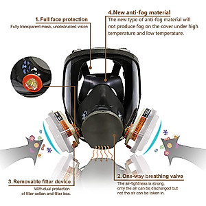 Bgs13 Full Face Respirаtor Reusable, Gas Cover Organic Vapor Mask and Anti-fog,dust-proof Full Face Cover ,Protection for for painting, mechanical polishing, logging, welding and other work protection