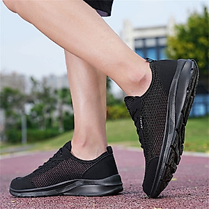 JWSVBF Womens Arch Support Sneakers Knit Mesh, Low Block Heel Sandals Flat Casual Shoes, Summer Unisex Fashion Tennis Shoes, Athletic Sport Walking Shoes Lace Up Running Sneaker