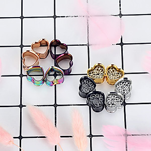 DERALA Stainless Steel Ear Tunnels 12pcs Hollow Heart Ear Gauges Stretcher Ear Piercing Expanders 00g