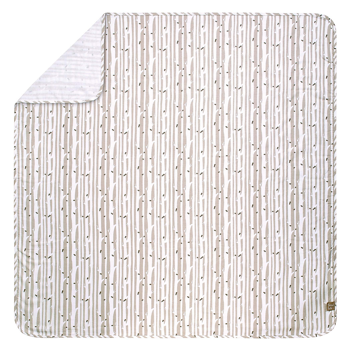 Trend Lab Birch Stripe Jumbo Deluxe Flannel Swaddle Blanket-Birch Stripe, 100% Cotton Flannel, Gray and White, 48 in x 48 in