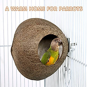 balacoo Coconut Shell Birds Nest- Natural Coconut Shell Bird Nest Keep Warm House Hut Cage for Pet Parrot Budgies Parakeet