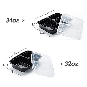 Glotoch Meal Prep Container,100Pack 2,3 Compartment Reusable Food Storage Containers For Lunch, Leftover.Disposable Black Plastic Containers With Lids To Go Container-BPA-Free Microwave Safe