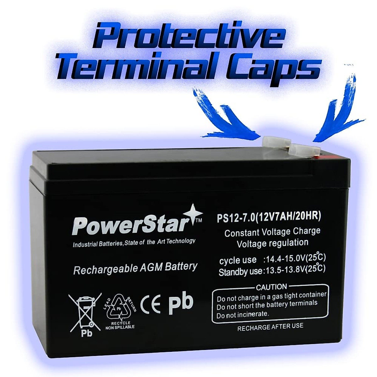 PowerStar PS12-7 12V 7Ah Rechargeable Maintenance Free SLA/AGM Backup Battery for SEC1075