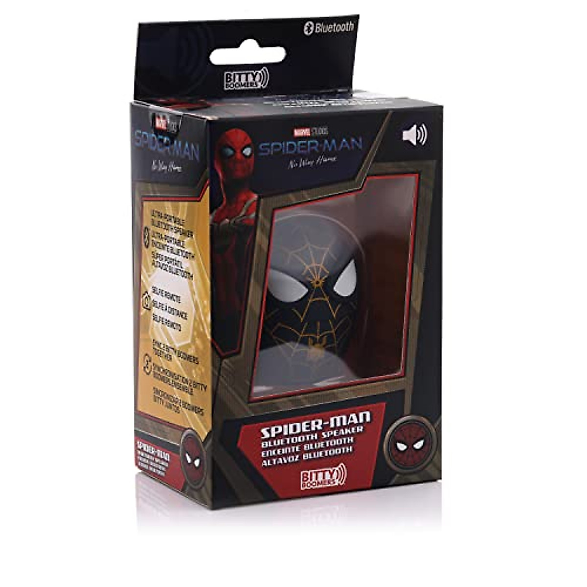 Bitty Boomers Marvel: No Way Home Spider-Man Black & Gold Suit - Mini Bluetooth Speaker