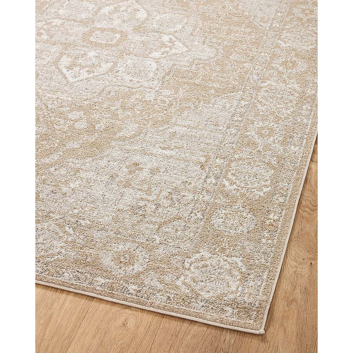 Loloi Odette Collection 6'-7" x 9'-6" Area Rug in Beige/Silver - Designer Long Runner Rug, Neutral Runner Rug for Hallways & Entryways, High-Traffic Area Rug
