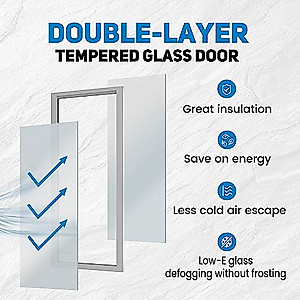 KICHKING 10.9 Cu.ft Merchandiser Refrigerator, 35~46℉, 23.6" W Glass Door Upright Display Refrigerator, Light Box Beverage Cooler, LED Lighting, Drink Fridge-Silver, for Restaurant Grocery Stores