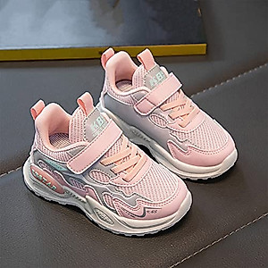 Mercatoo Fashion All Seasons Children Sports Girls Flat Lightweight Mesh Breathable and Comfortable Solid Lace Up Hook Loop Casual Style Size 4 Toddler Shoes (Pink, 4.5-5 Years Toddler)